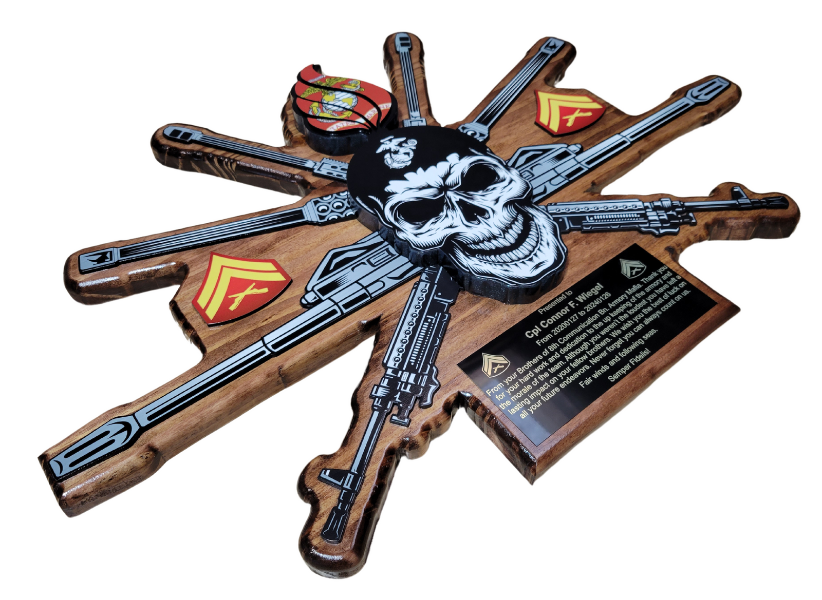 Ordnance Bomb Skull with Weapons – Luna Custom Wood Work LLC